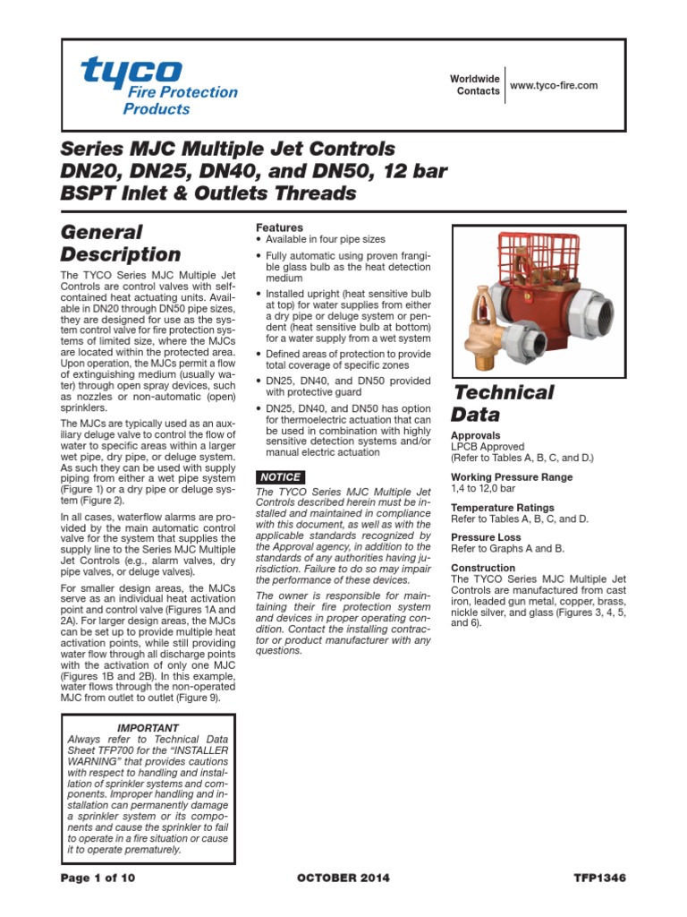 Multijet Control TFP1346 - 10 - 2014 PDF | PDF | Fire Sprinkler System ...