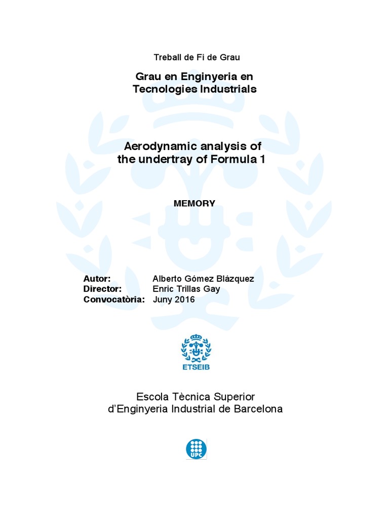 Aerodynamic Analysis of The Undertray of Formula 1 Alberto Gomez PDF ...