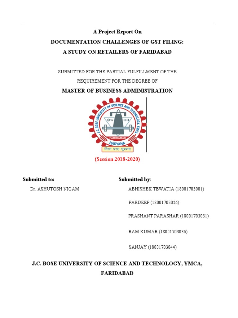 GST Project Report 2019 | PDF | Sampling (Statistics) | Taxes