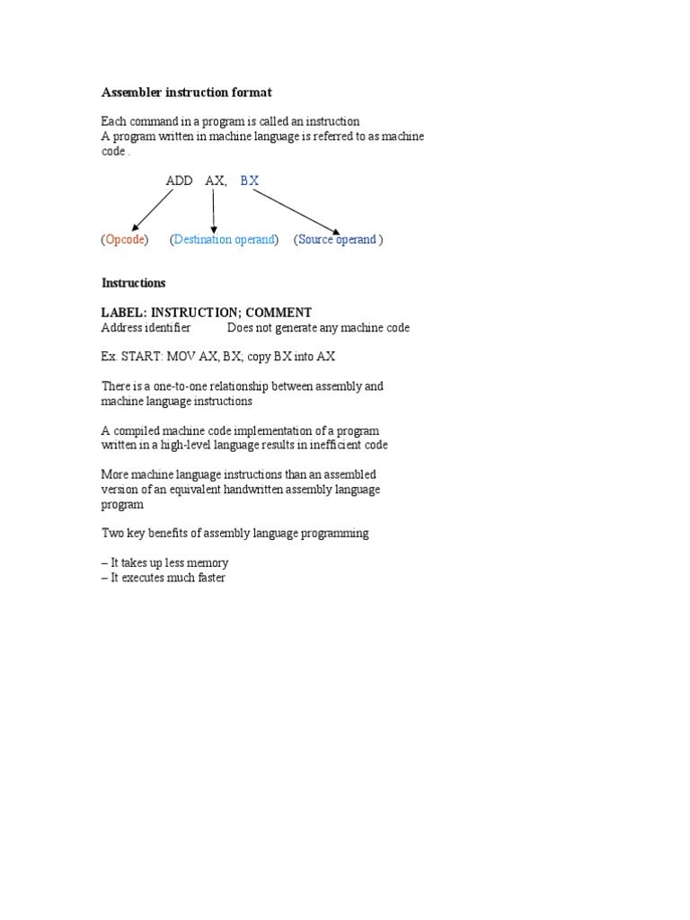 Assembler Instruction Format | PDF