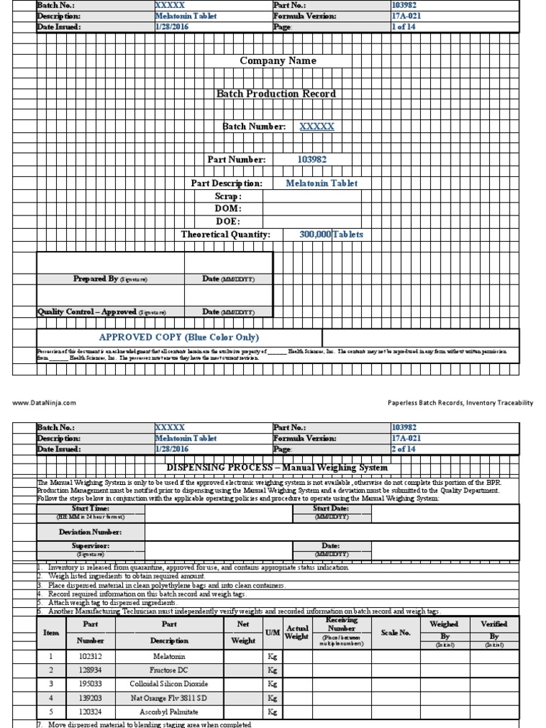 Tablet BPR Template With SPC | PDF | Tablet (Pharmacy) | Nature