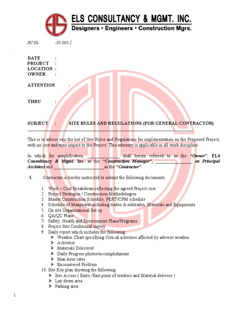 03-003-2 SITE RULES AND REGULATIONS. (YEAR2018) Doc | PDF | General ...