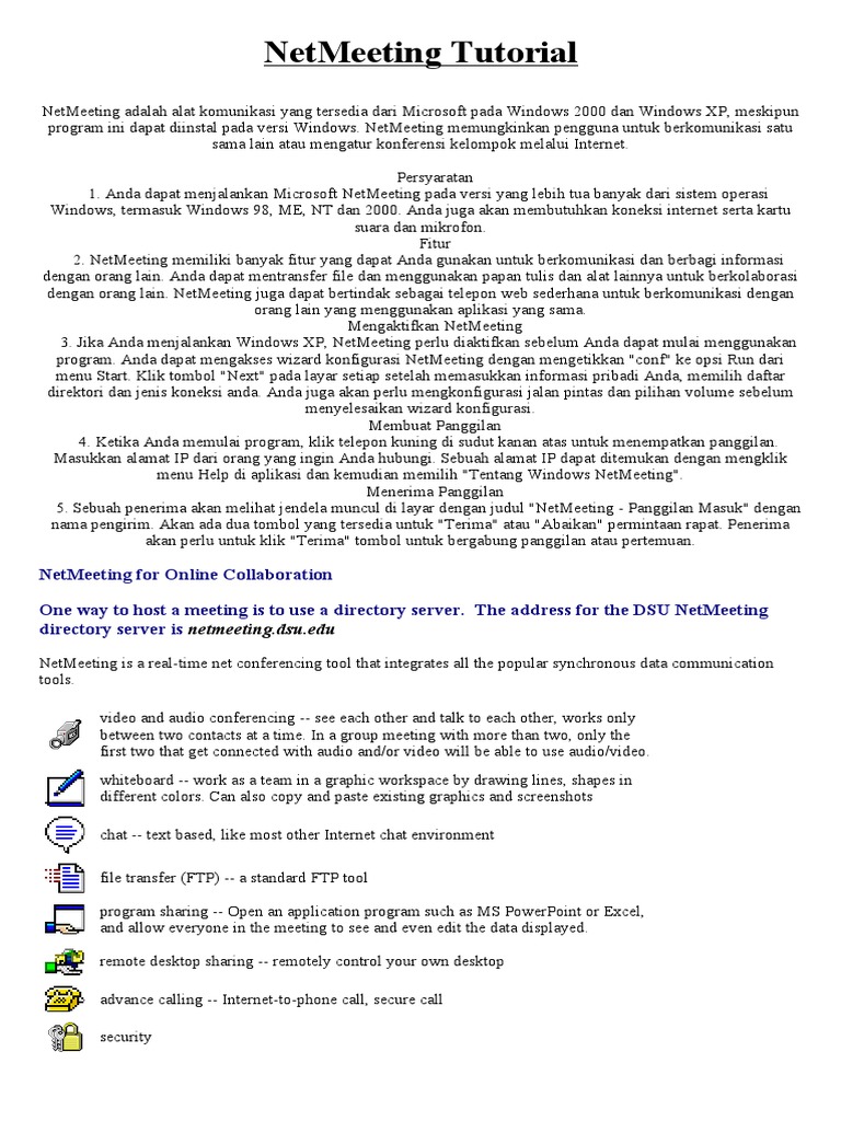 Net Meeting Tutorial | PDF