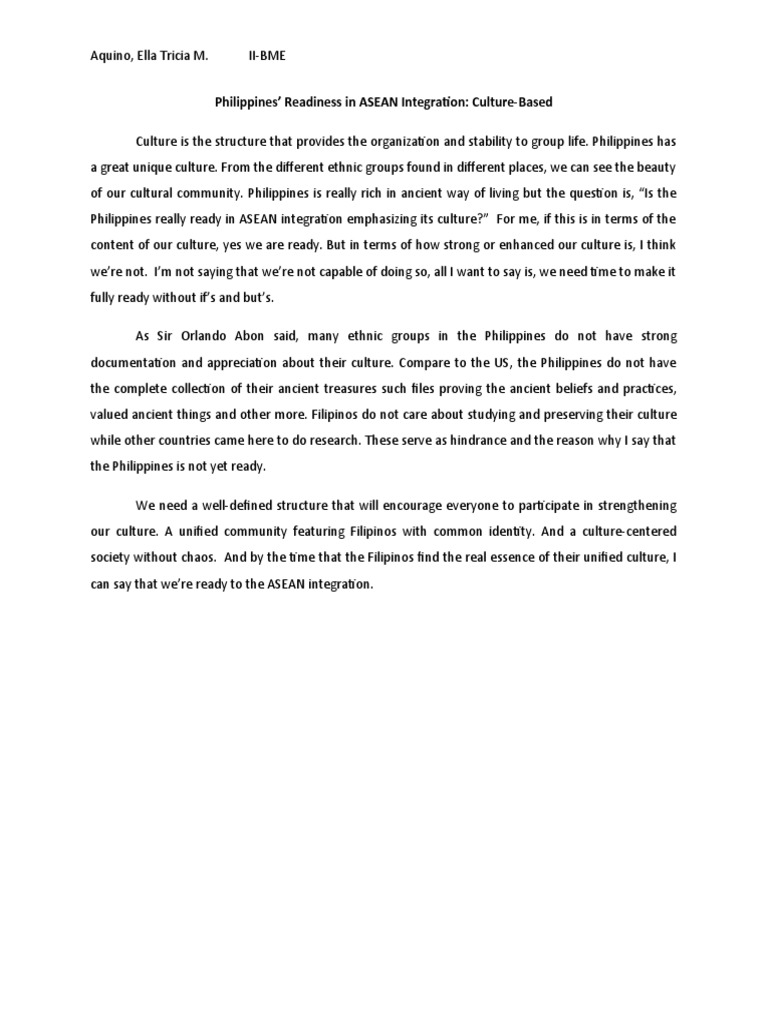 Reflection Paper ASEAN Socio-Cultural | PDF