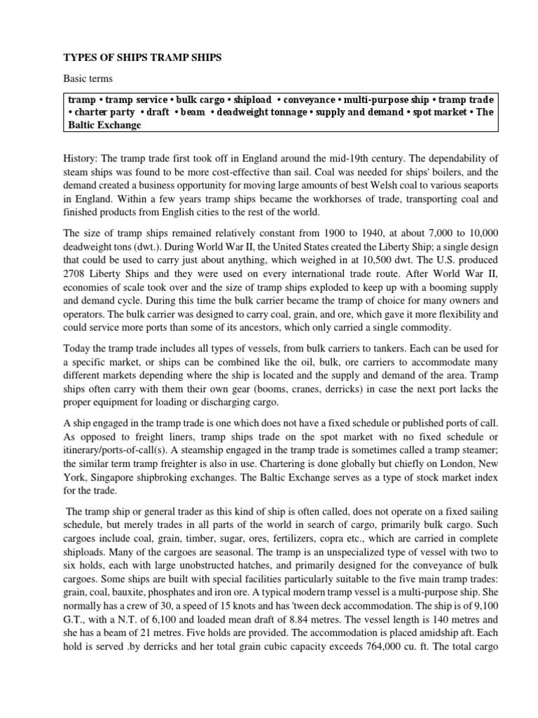 Understanding Tramp Ships and Trade | PDF | Shipping | Water Transport