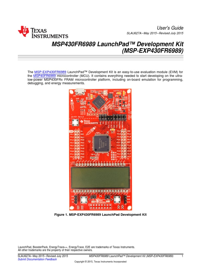 Msp430Fr6989 Launchpad™ Development Kit (MSP | PDF | Microcontroller ...