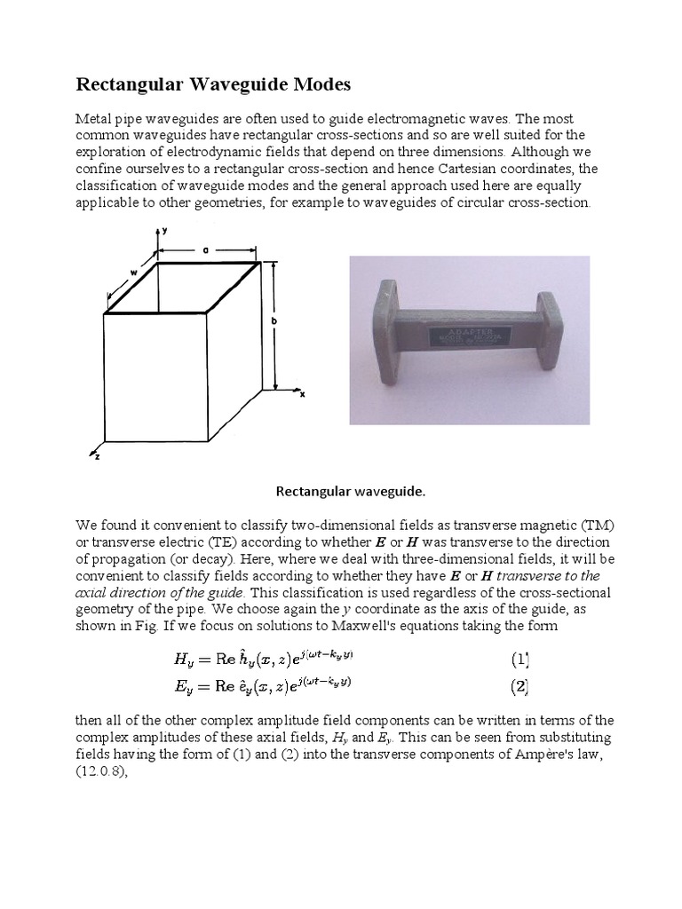 Rectangular Waveguide Mode Analysis | PDF | Waveguide | Normal Mode