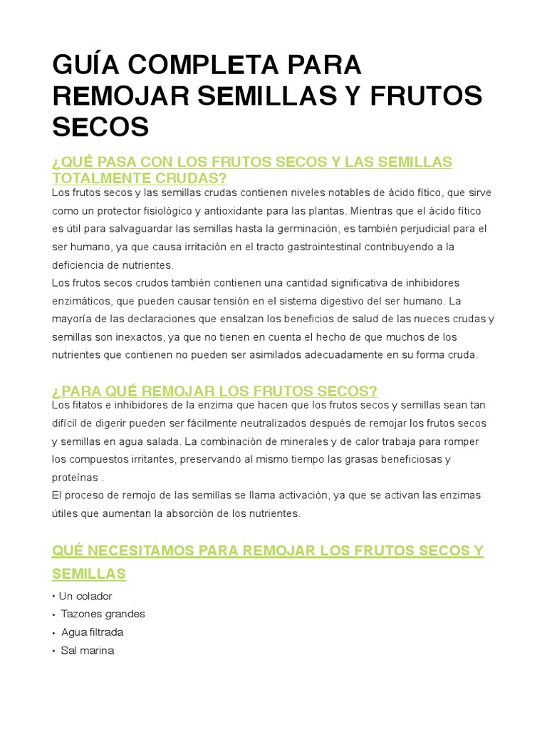 Guia Completa para Remojar Semillas | PDF | Nutrientes | Semilla