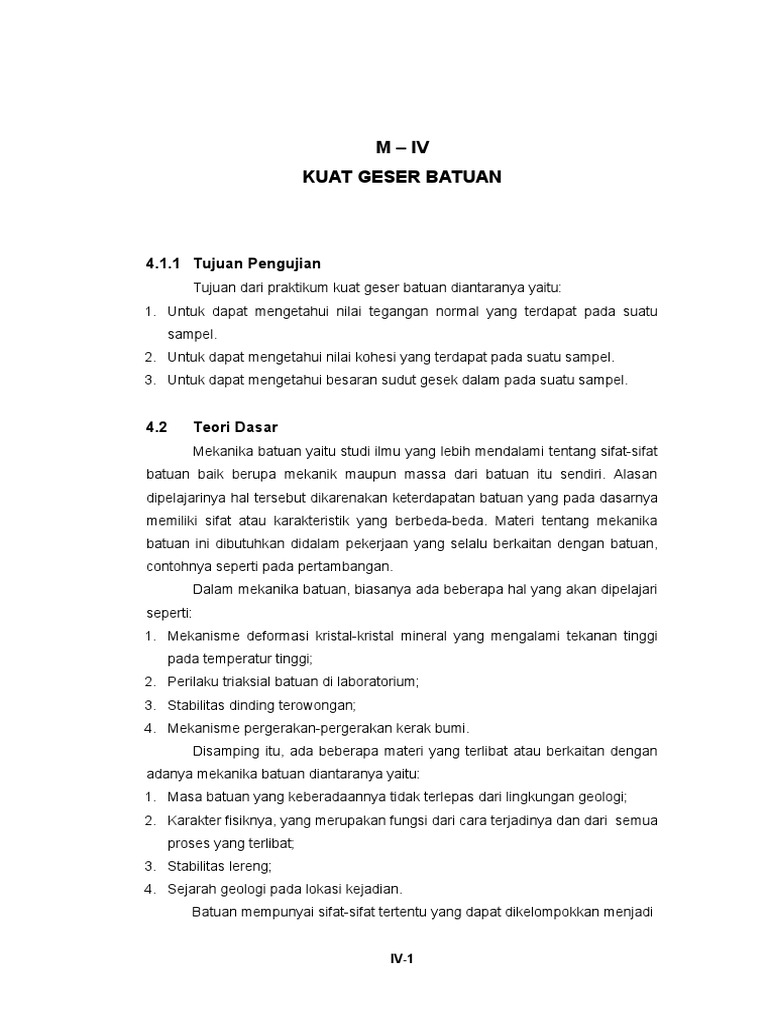 Uji Kuat Geser Batu dan Rumusnya | PDF | Sains & Matematika