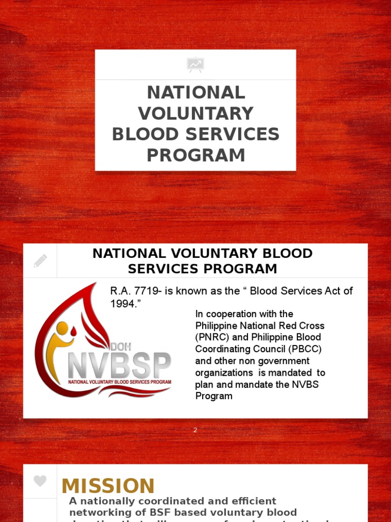National Voluntary Blood Services Program Overview | PDF
