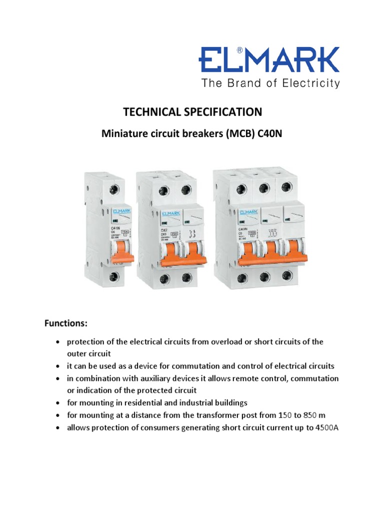 Technical Specification MCB c40n PDF | PDF | Power Supply ...