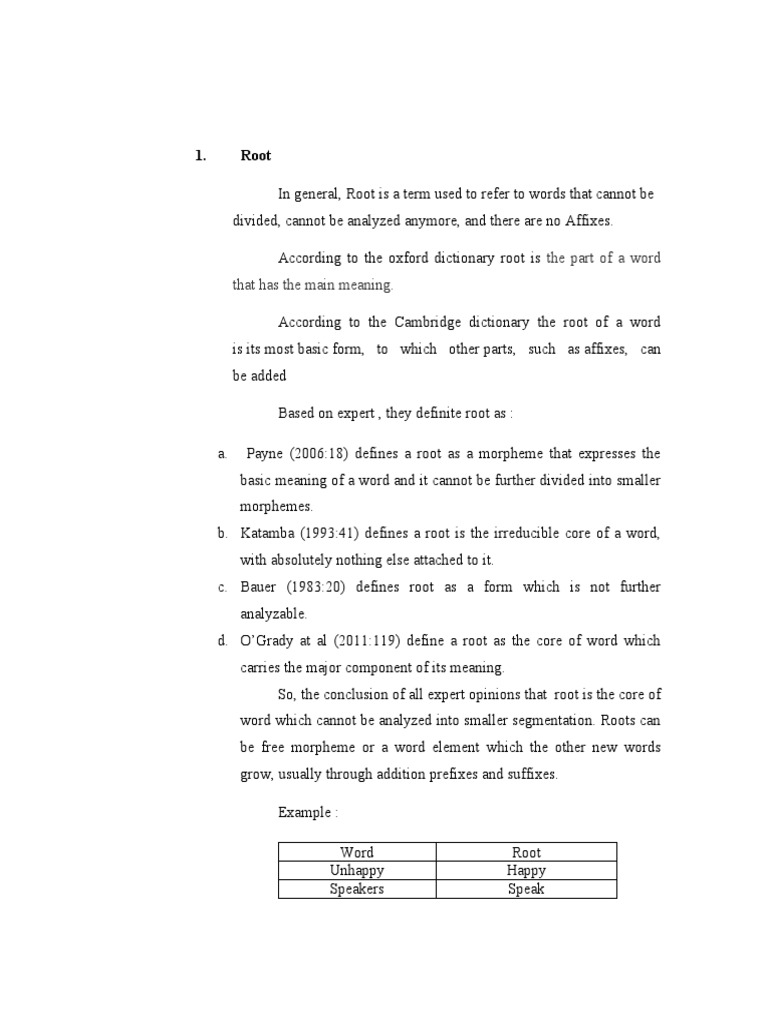 Makalah Root Base Stem | PDF | Word | Morphology (Linguistics)