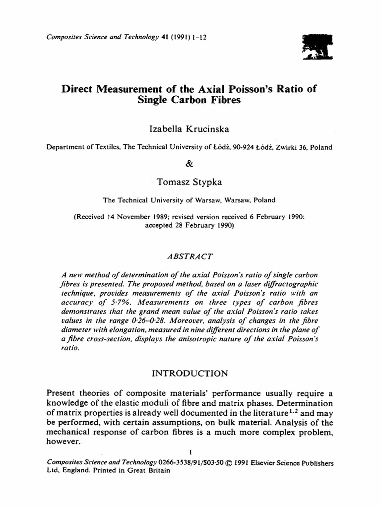 Direct Measurement of The Axial Poisson's Ratio of Single Carbon Fibres ...