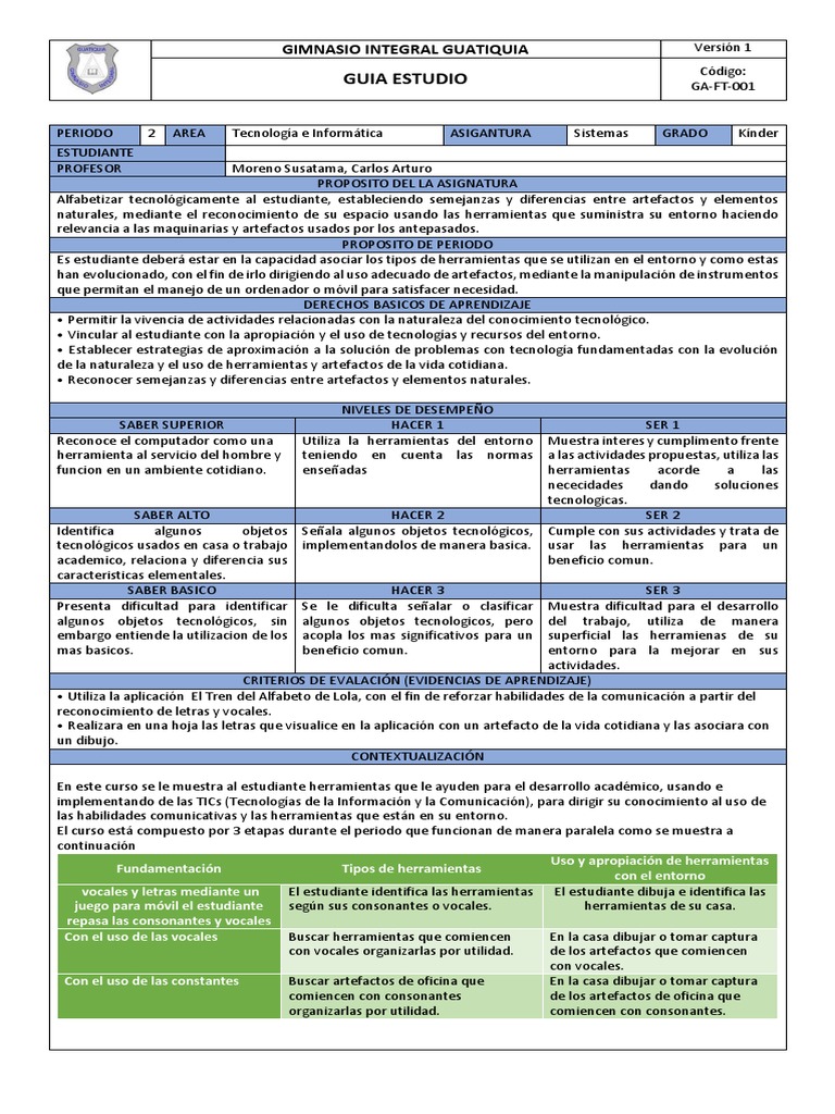 Kinder | PDF | Educación de la primera infancia | Herramientas