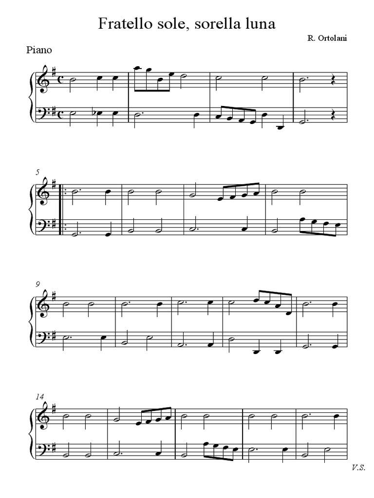 Fratello Sole Sorella Luna Piano PDF | PDF