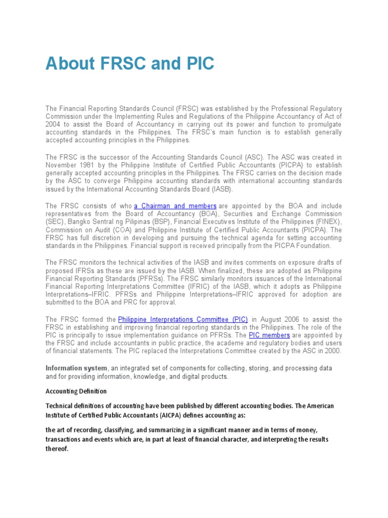 About FRSC and PIC: A Chairman and Members | PDF | Accounting ...