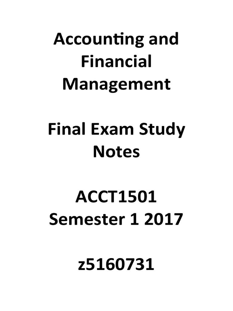 ACCT1501 Financial Accounting Study Notes | PDF | Debits And Credits ...