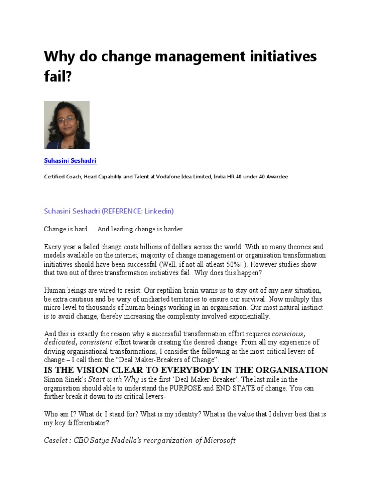Why Do Change Management Initiatives Fail | PDF | Airlines | Microsoft