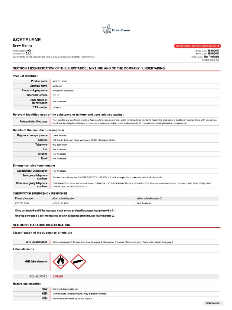 Acetylene: Drew Marine | PDF | Firefighting | Valve