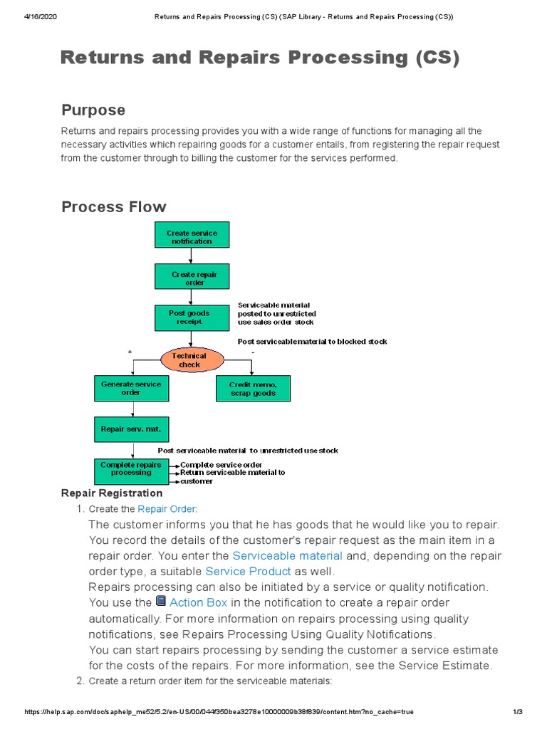 Returns and Repairs Processing | PDF | Receipt | Business