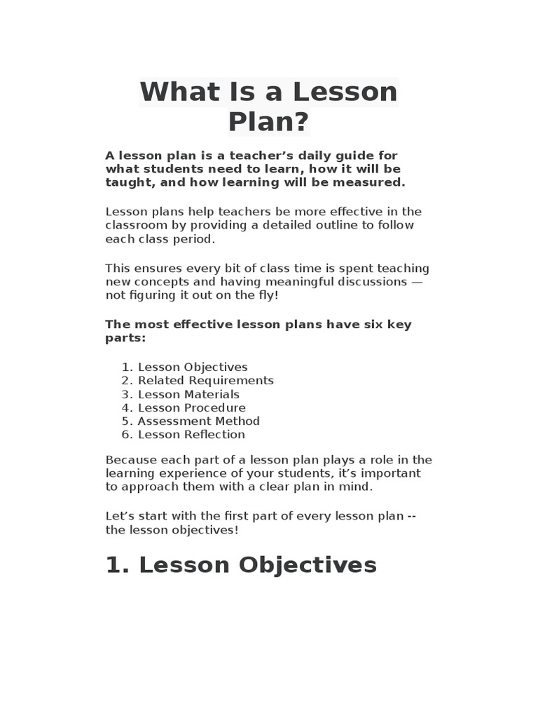 What Is A Lesson Plan? | PDF | Lesson Plan | Goal