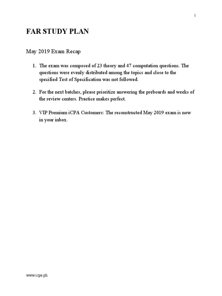 Far Study Plan: May 2019 Exam Recap | PDF | Equity (Finance) | Investing