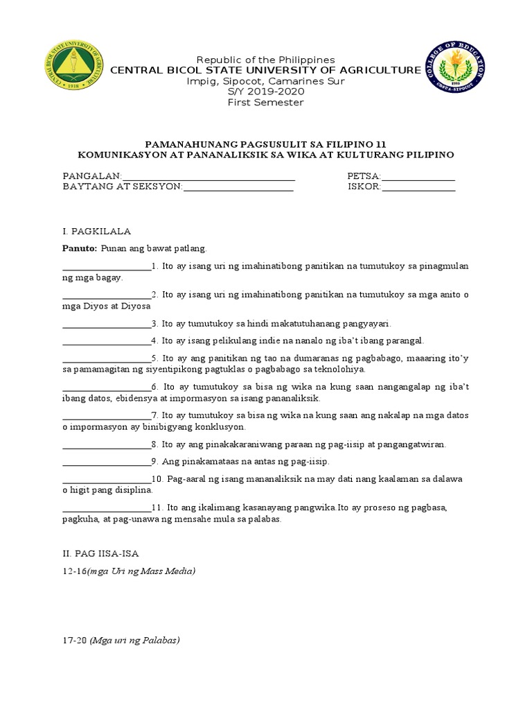 Pre-FINAL EXAM | PDF