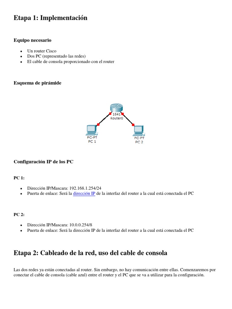 Config. Basica RT Cisco | PDF | Enrutador (Computación) | Dirección IP