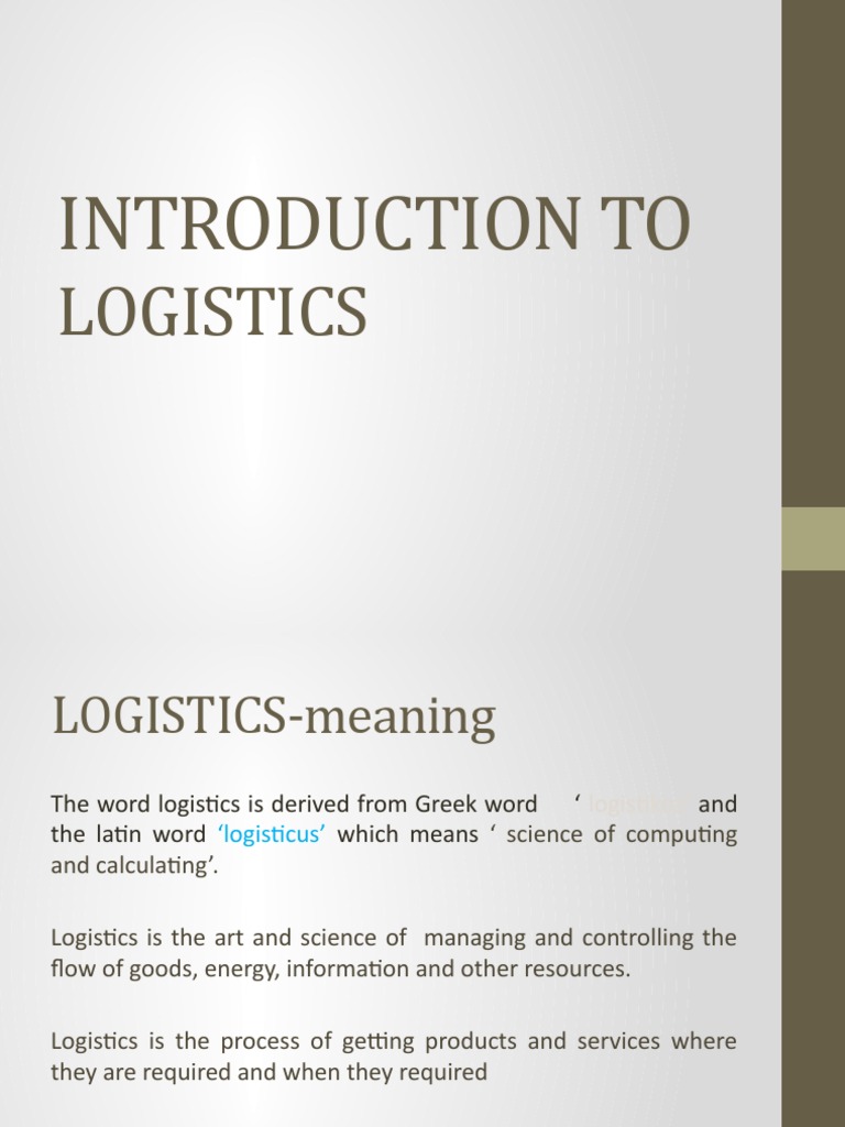 Introduction to Logistics Management | PDF | Logistics | Business ...