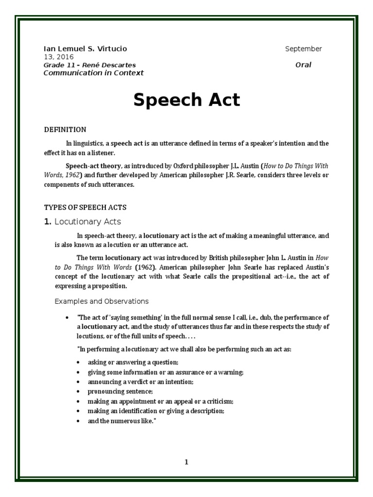 Speech Act Types | PDF | Semiotics | Human Communication