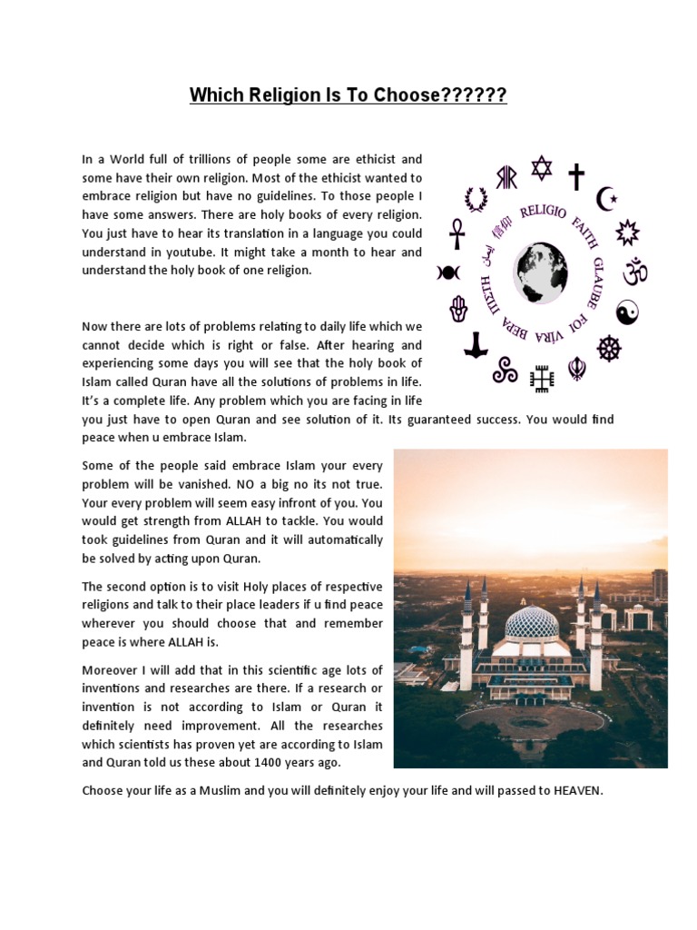 Which Religion Is To Choose?????? | PDF | Religion & Spirituality