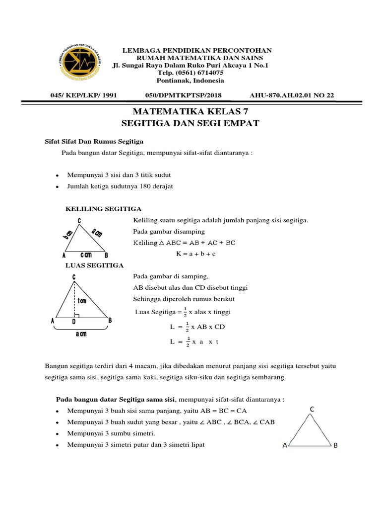 Sifat dan Rumus Segitiga & Segi Empat | PDF