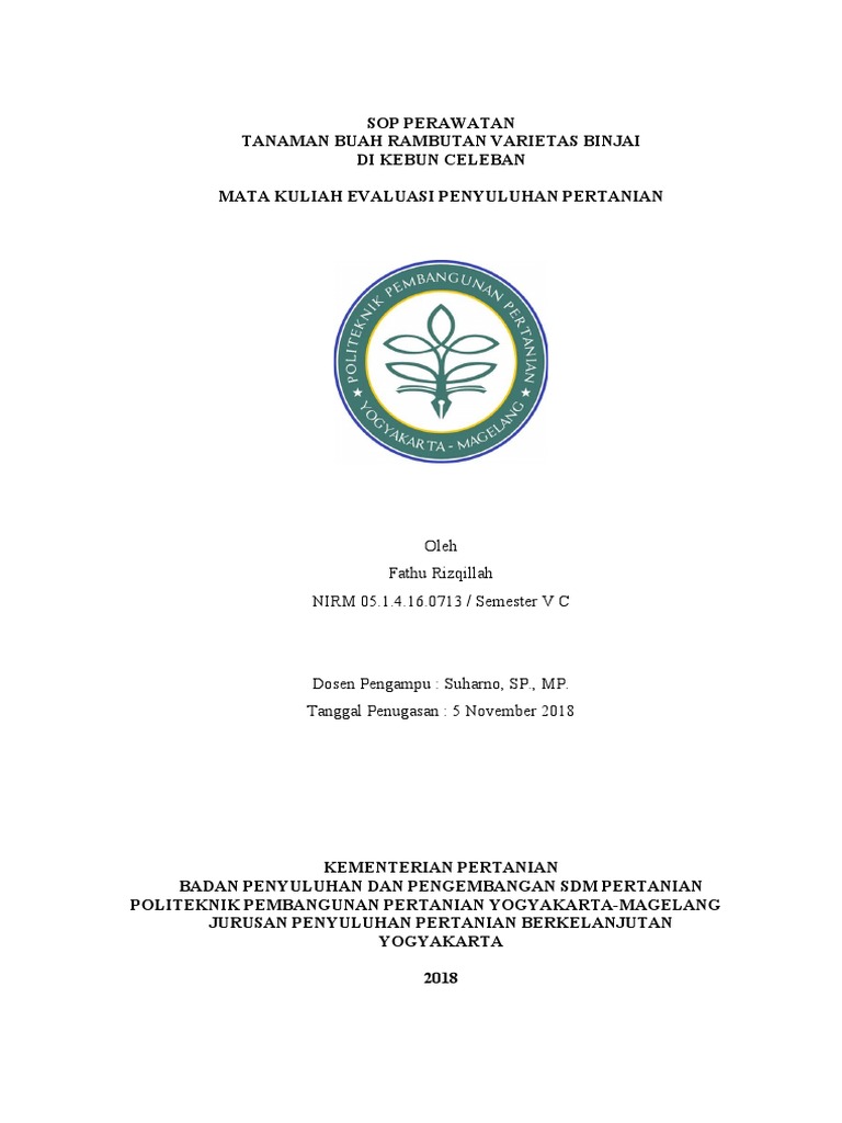 (1i) SOP PERAWATAN RAMBUTAN | PDF | Teknologi & Rekayasa