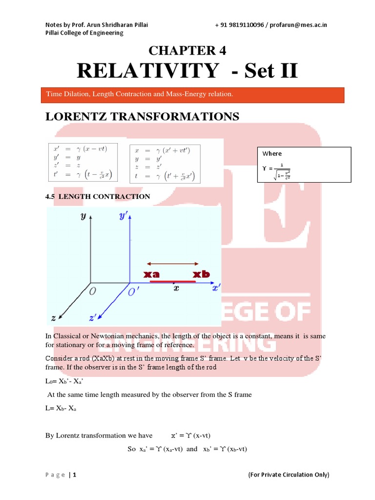 Relativity - Set Ii: Lorentz Transformations | PDF | Special Relativity | Momentum