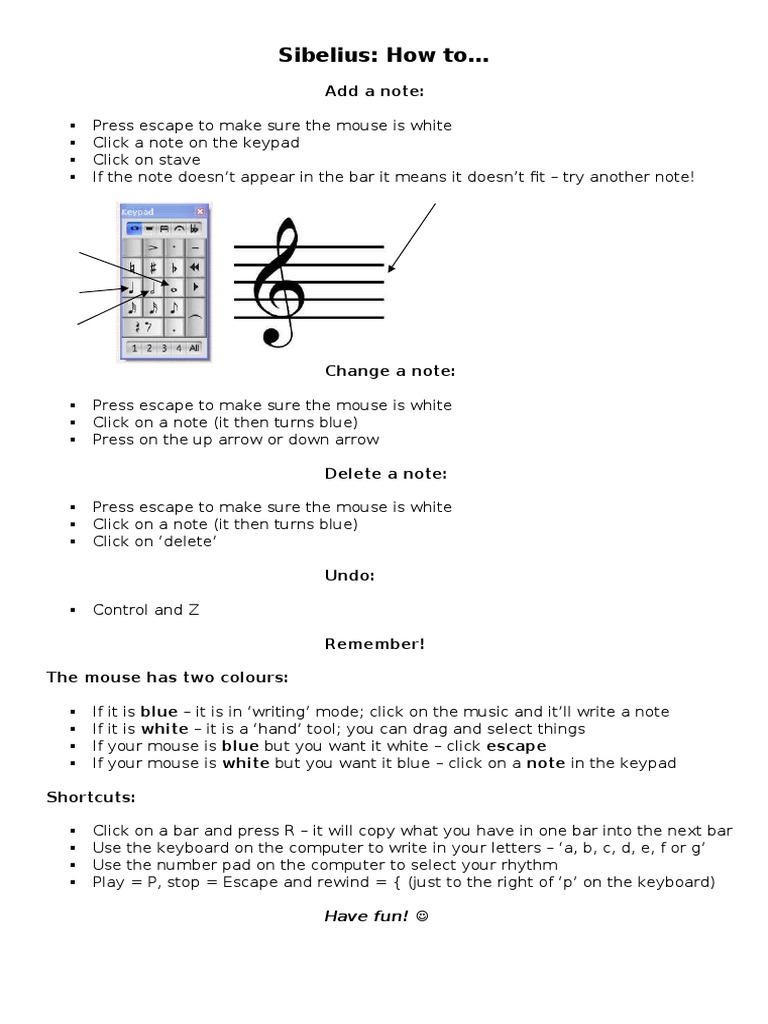 Sibelius: How To : Add A Note | PDF