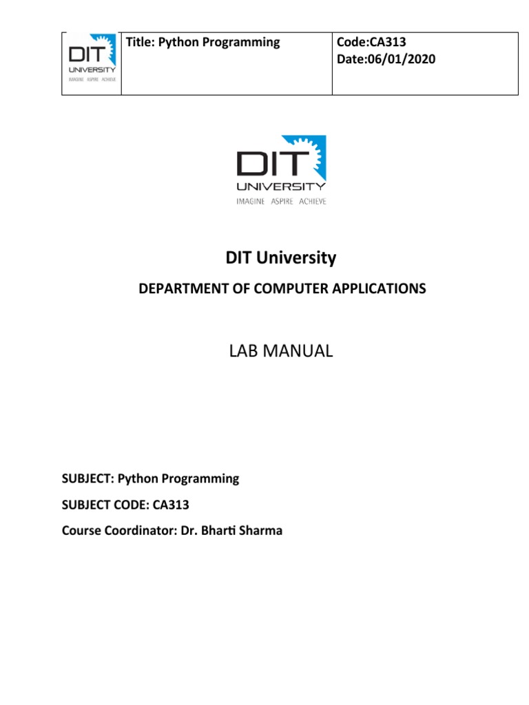 DIT University: Lab Manual | PDF