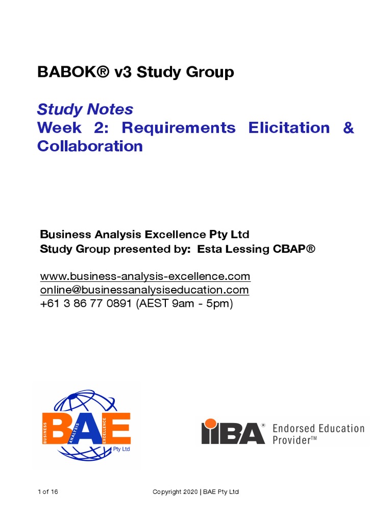 BABOK Requirements Elicitation and Collaboration | PDF | Business ...