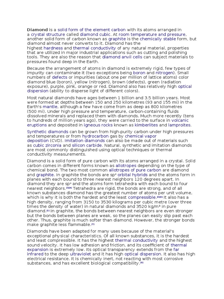 Diamonds | PDF | Diamond | Physical Chemistry