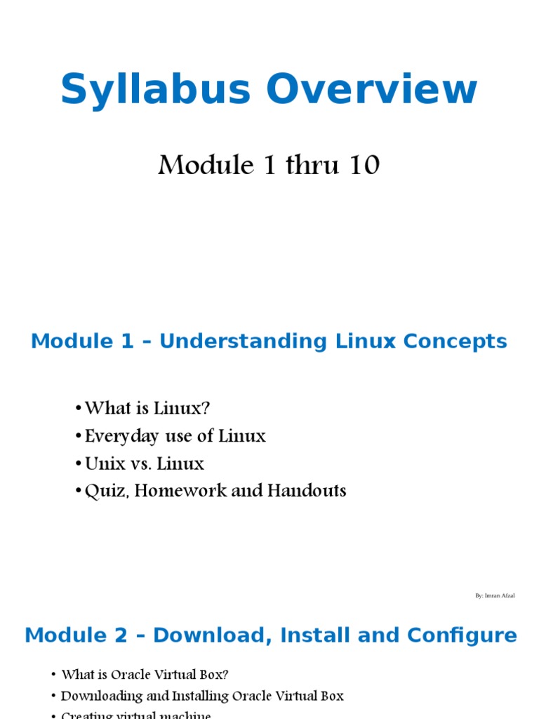 Linux Course Syllabus Overview | PDF | Linux | File System