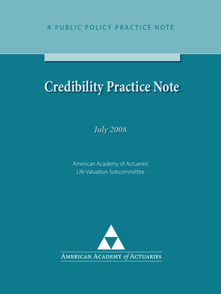 Credibility Practice Note: July 2008 | PDF | Insurance | Bias Of An ...