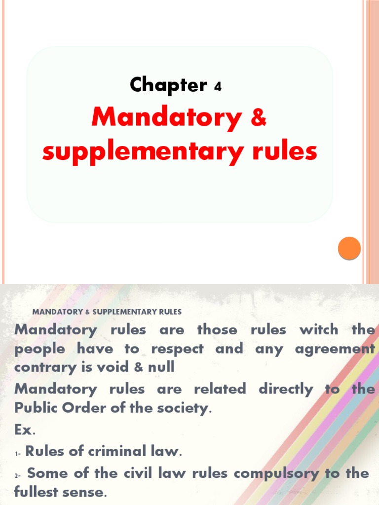 Mandatory & Supplementary Rules | PDF | Bill (Law) | Sources Of Law