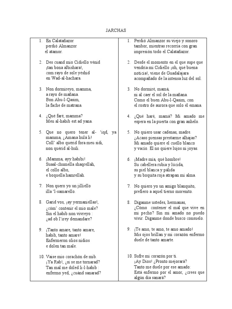 Jarchas: Poemas de Amor y Lamento | PDF