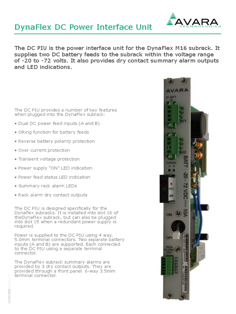 Dynaflex DC Power Interface Unit | PDF | Power Supply | Electrical ...