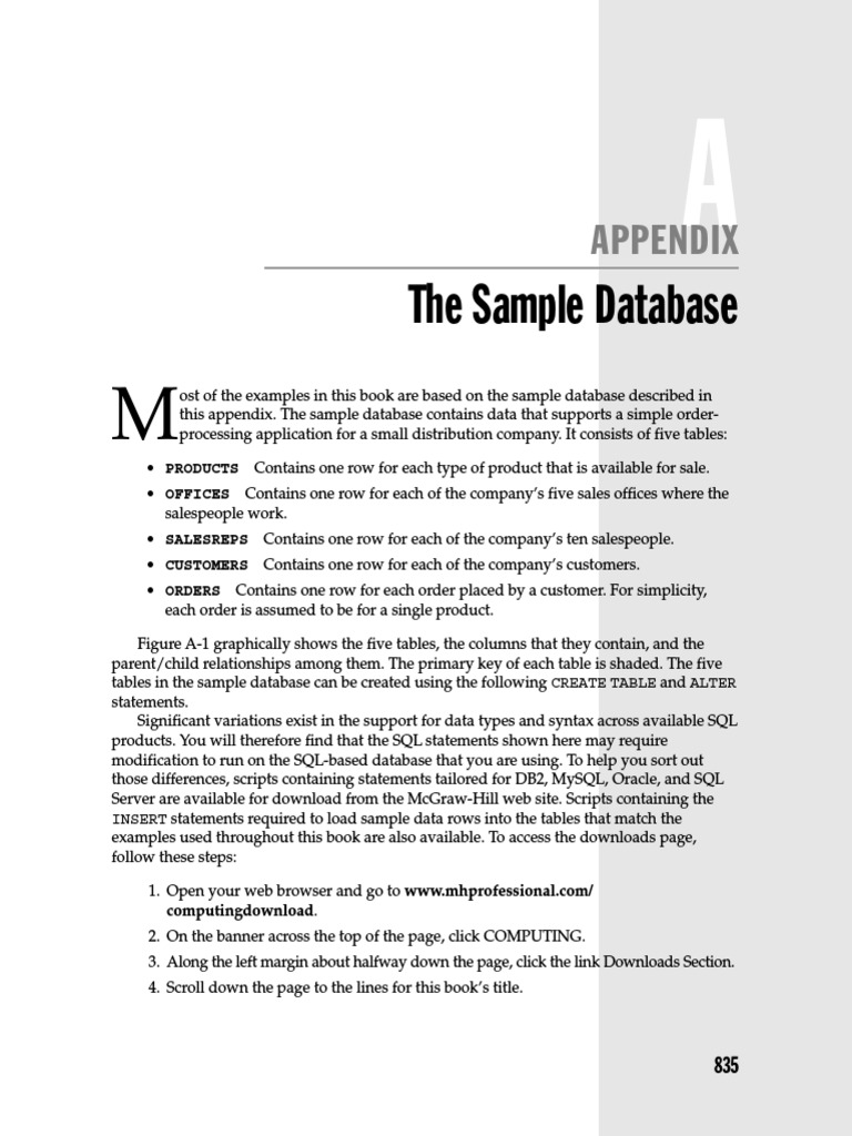 The Sample Database: Appendix | PDF | Information Retrieval | Databases