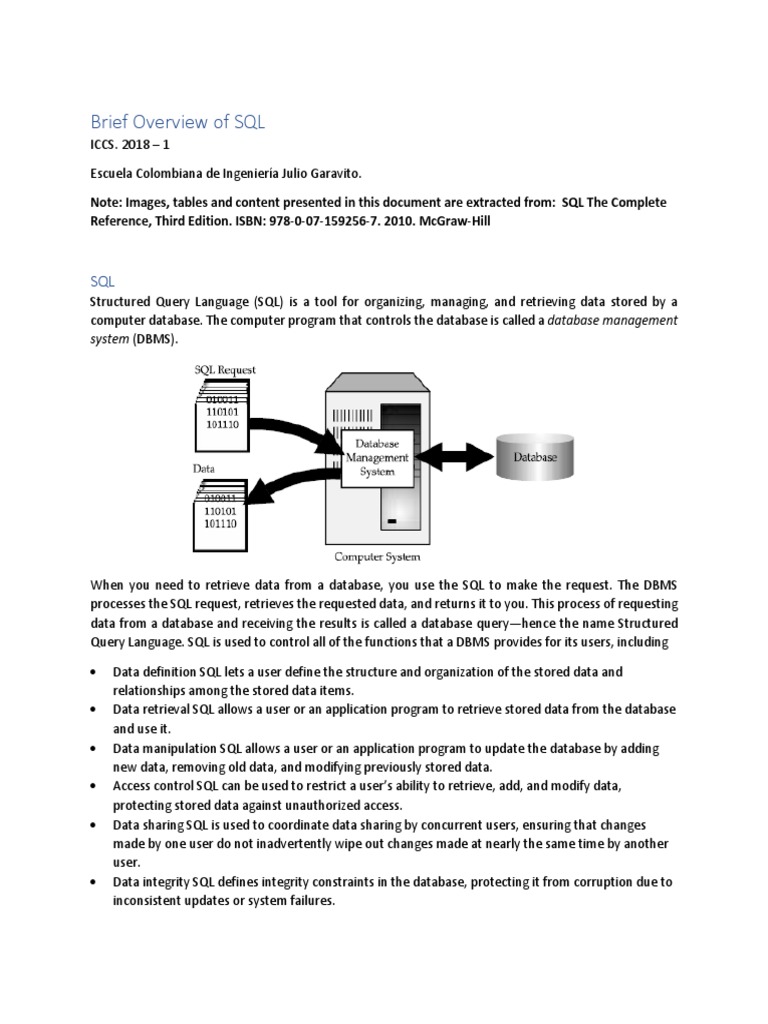 Brief Overview of SQL | Download Free PDF | Sql | Databases