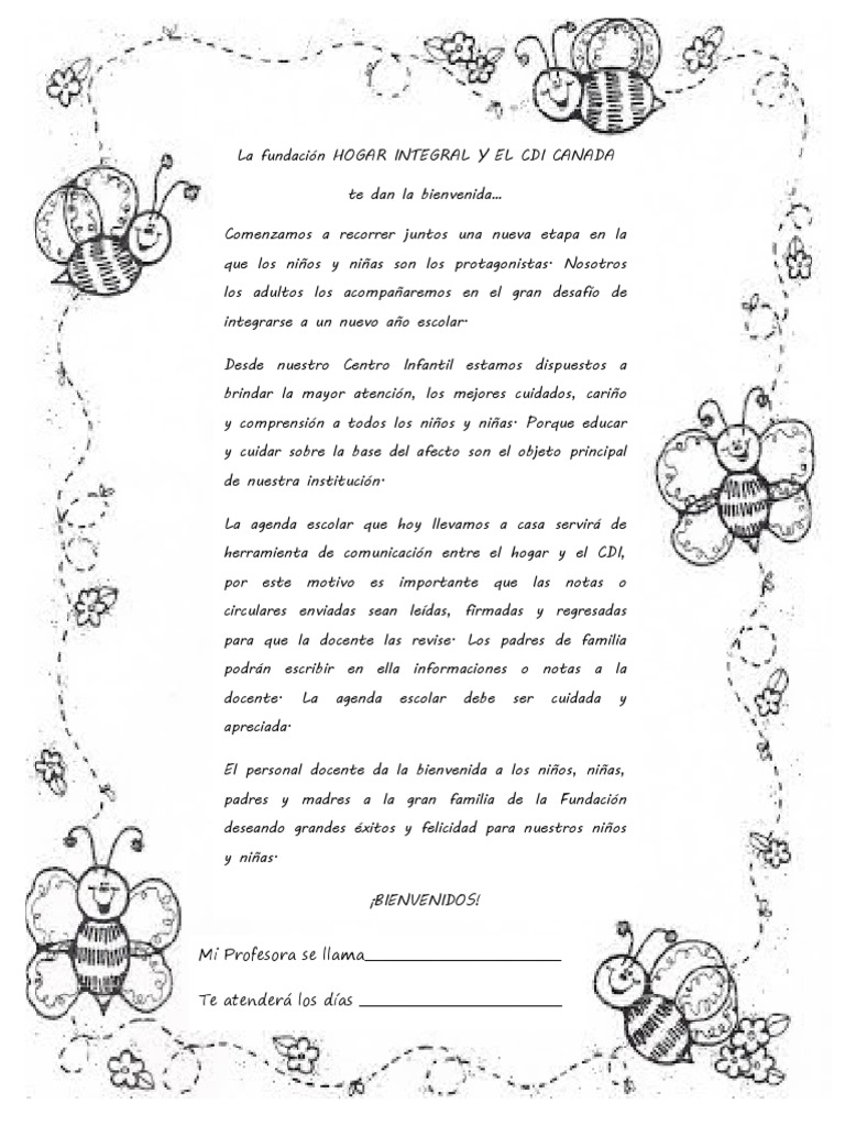 Carta De Bienvenida A La Escuela Para Los Padres De Parte Del Maestro