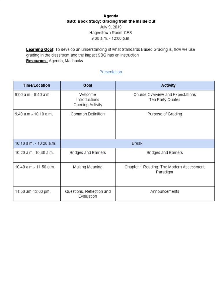 7c SBG Book Study Grading From The Inside Out | PDF