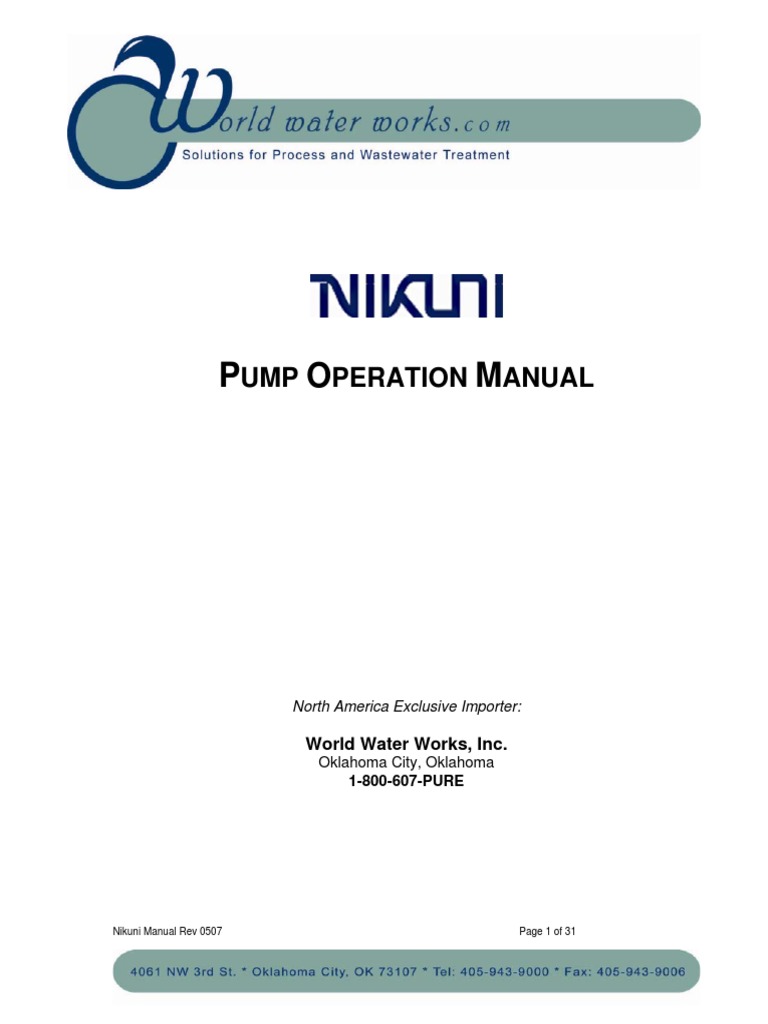 Nikuni Manual Rev 0507 | PDF | Pump | Valve