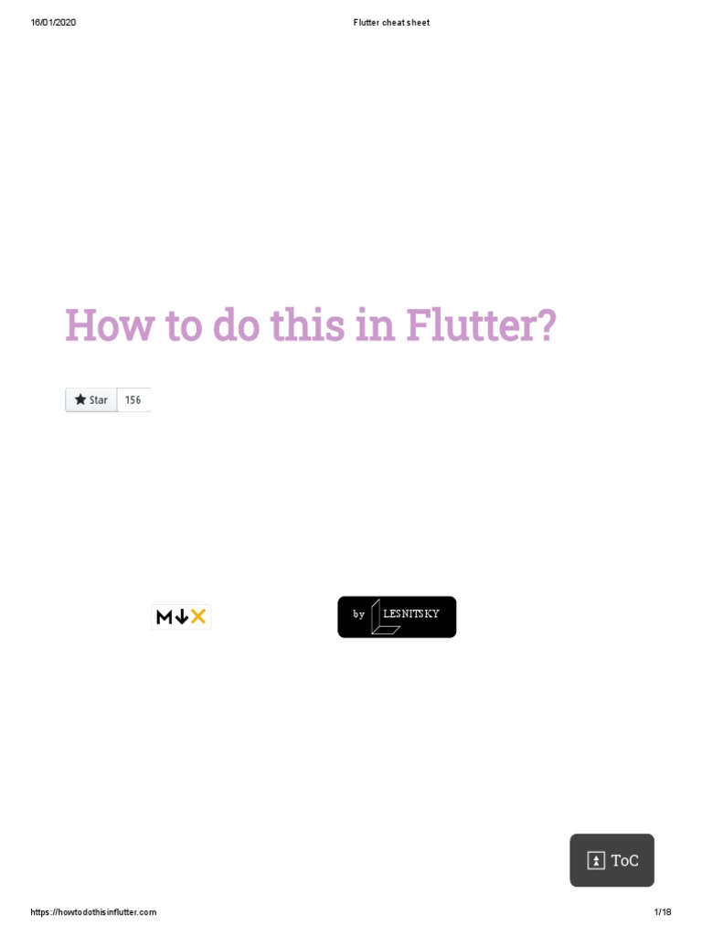 How To Do This in Flutter?: Flutter and Dart Cheat Sheet | PDF | Json ...