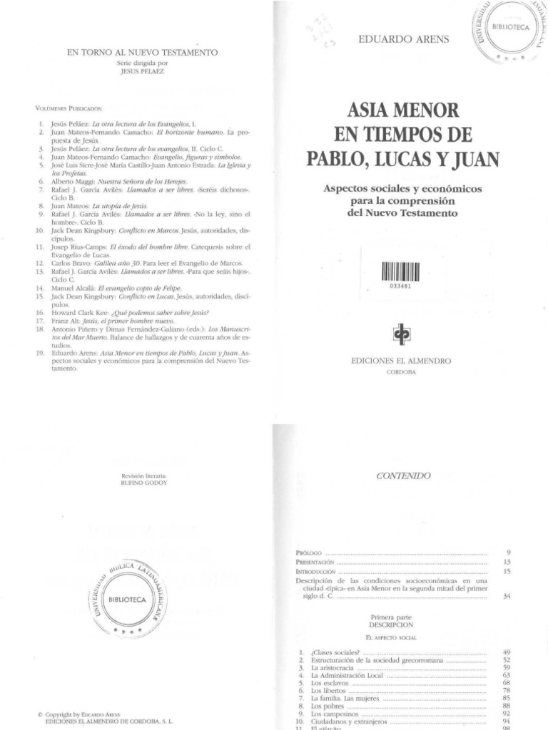 Asia Menor en Tiempos de Pablo, Lucas y Juan-Arens | PDF | Evangelios ...